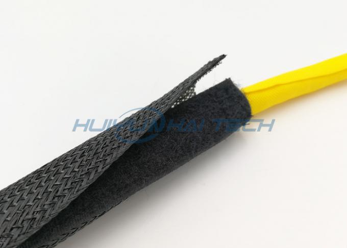 Braided Velcro Self Closing Cable Wrap Black Color With Good Scalability