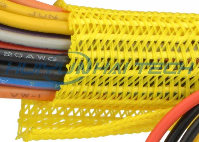 Pure PET Strong Black Self Wrapping Split Braided Sleeving Good Flexibility