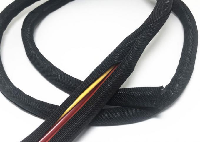 Heat Resistant Split Braided Wire Loom , Wire And Cable Sleeving Custom ...