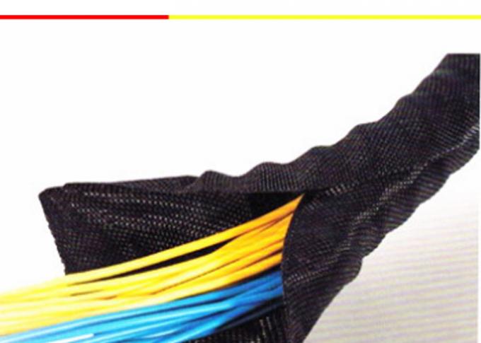 Polyester Braided Split Loom Sleeve , Flexible Cable Self Wrapping ...