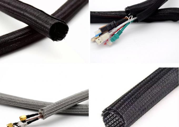 1/2'' Wrap Around Braided Sleeving , Split Braided Wire Loom Good Heat ...