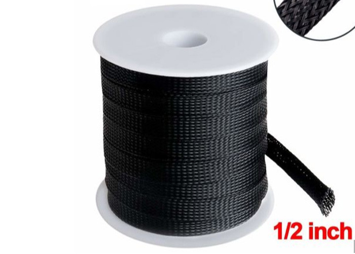 Black Expandable Braided Electrical Wire Wrap PET Sleeving For Cable ...